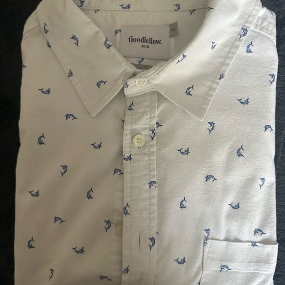 Goodfellow & Co | Shirts | Goodfellow Co White Shirt With Blue Dolphin ...